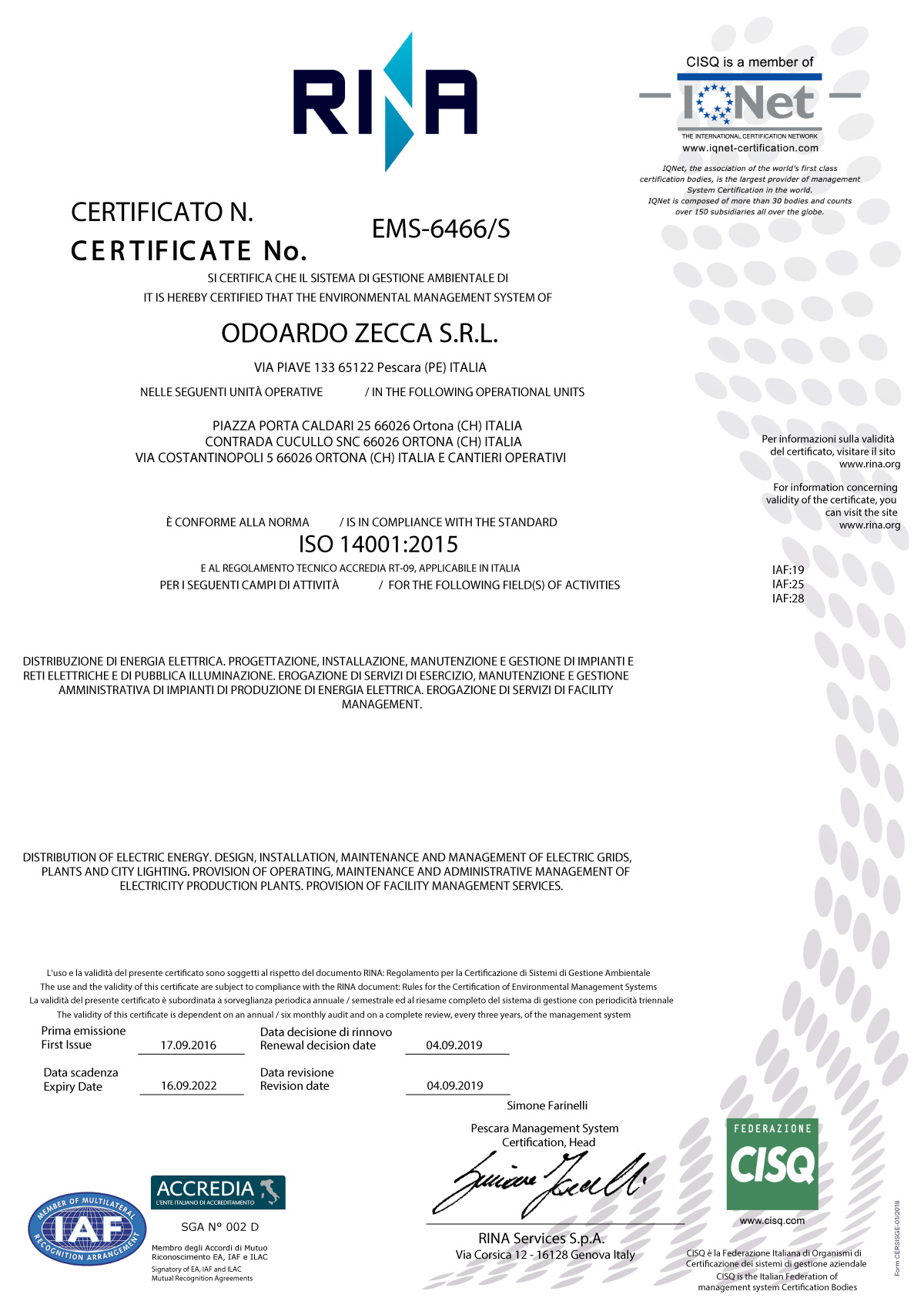Certificazioni - Zecca